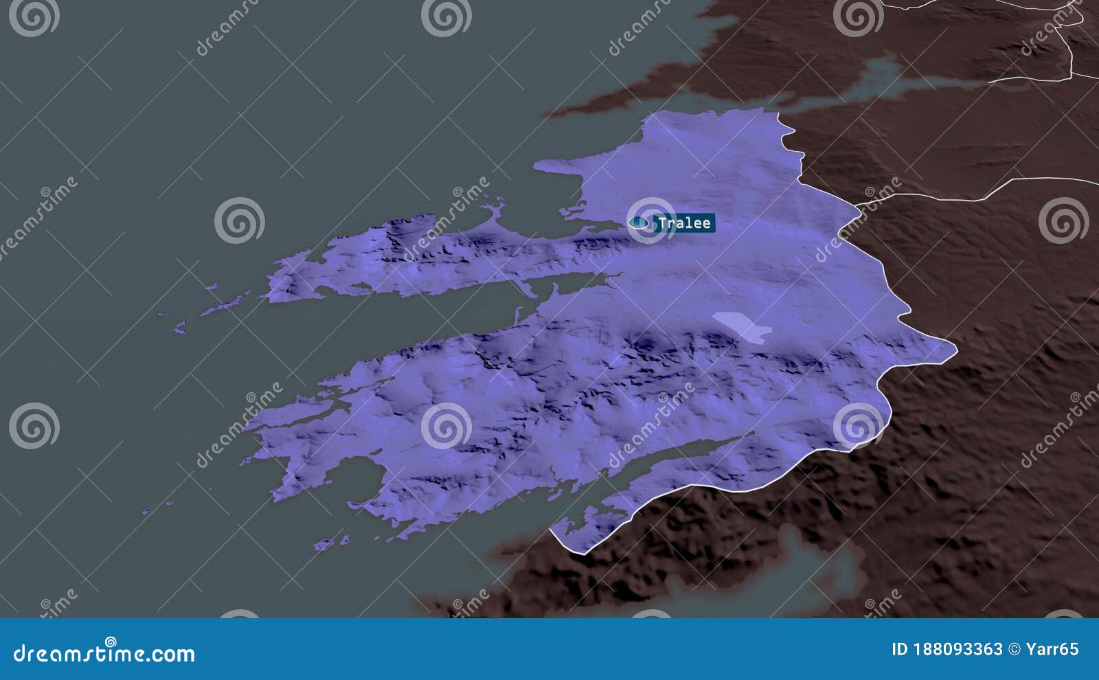 Kerry, Ireland - Highlighted with Capital. Administrative Stock ...