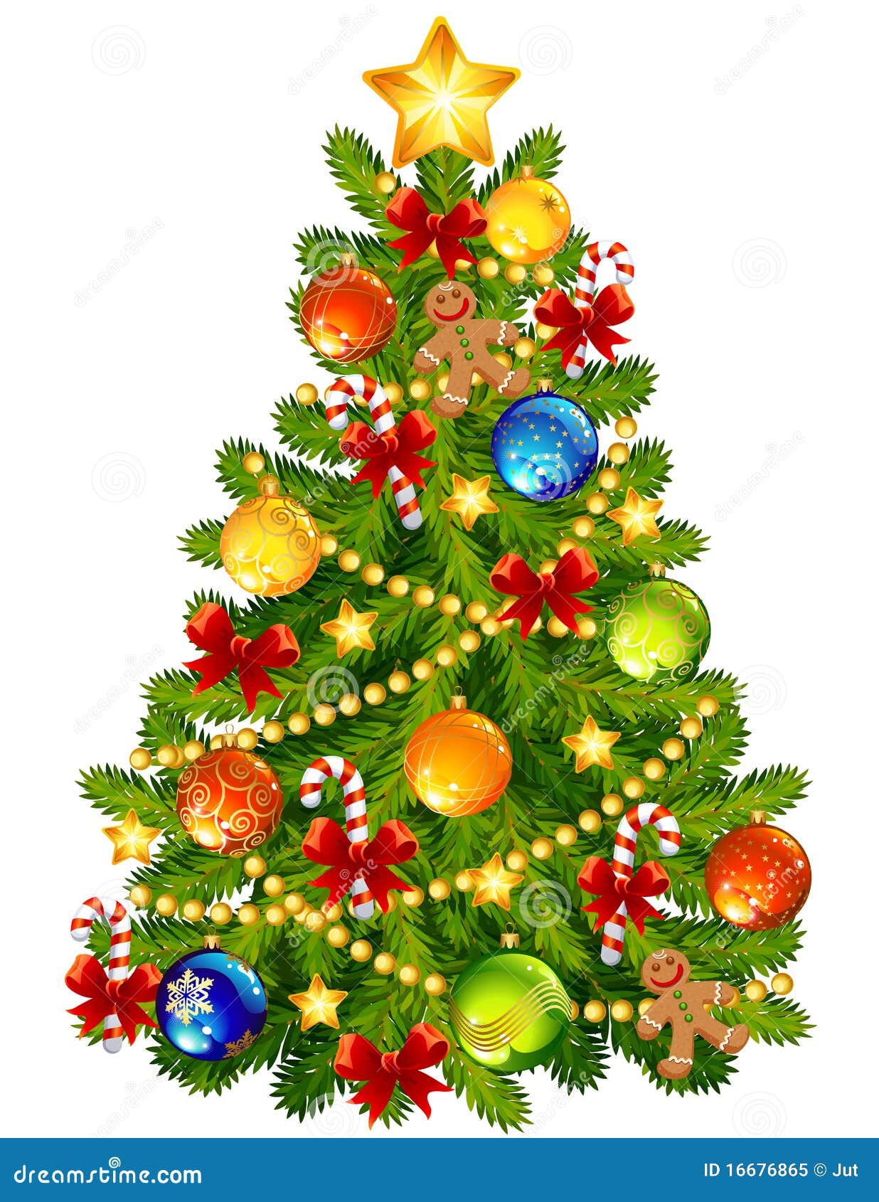 Kerstboom vector illustratie. Illustration of goud, kaart - 16676865