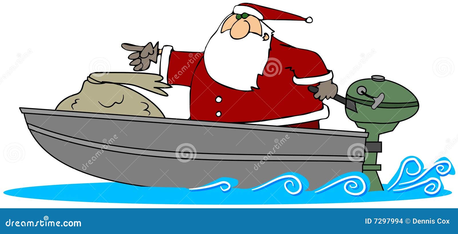 Kerstman in Een Boot Van De Motor Stock Illustratie - Illustration of ...