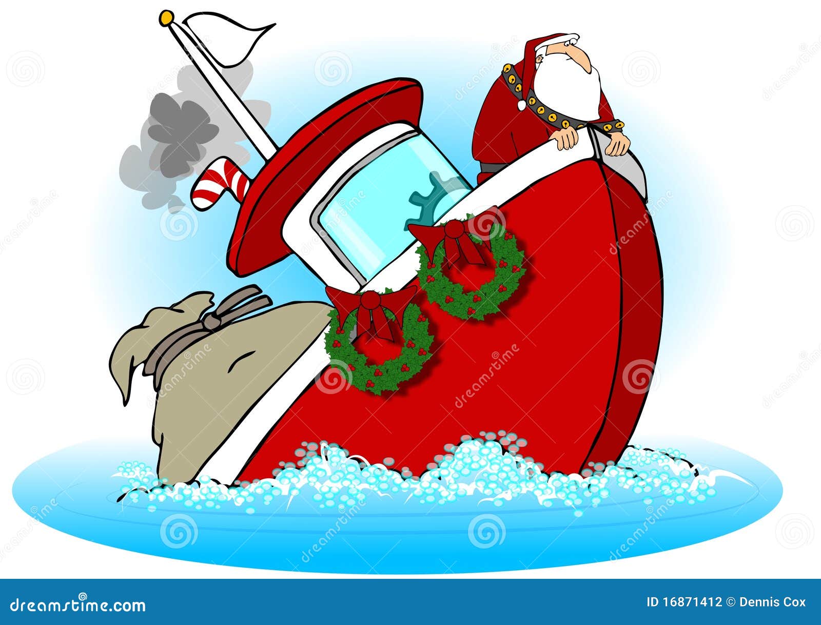 Kerstman Op Een Dalende Boot Vector Illustratie - Illustration of mens ...