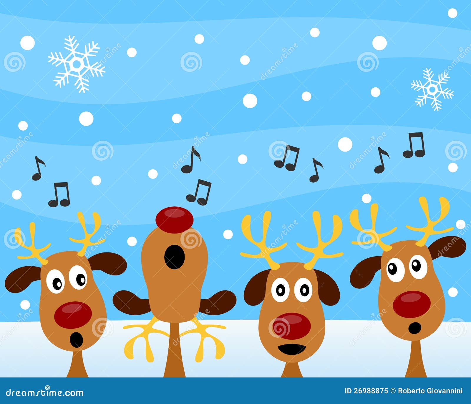 Kerstmis Carol met Rendier vector illustratie. Illustration of gelukkig ...