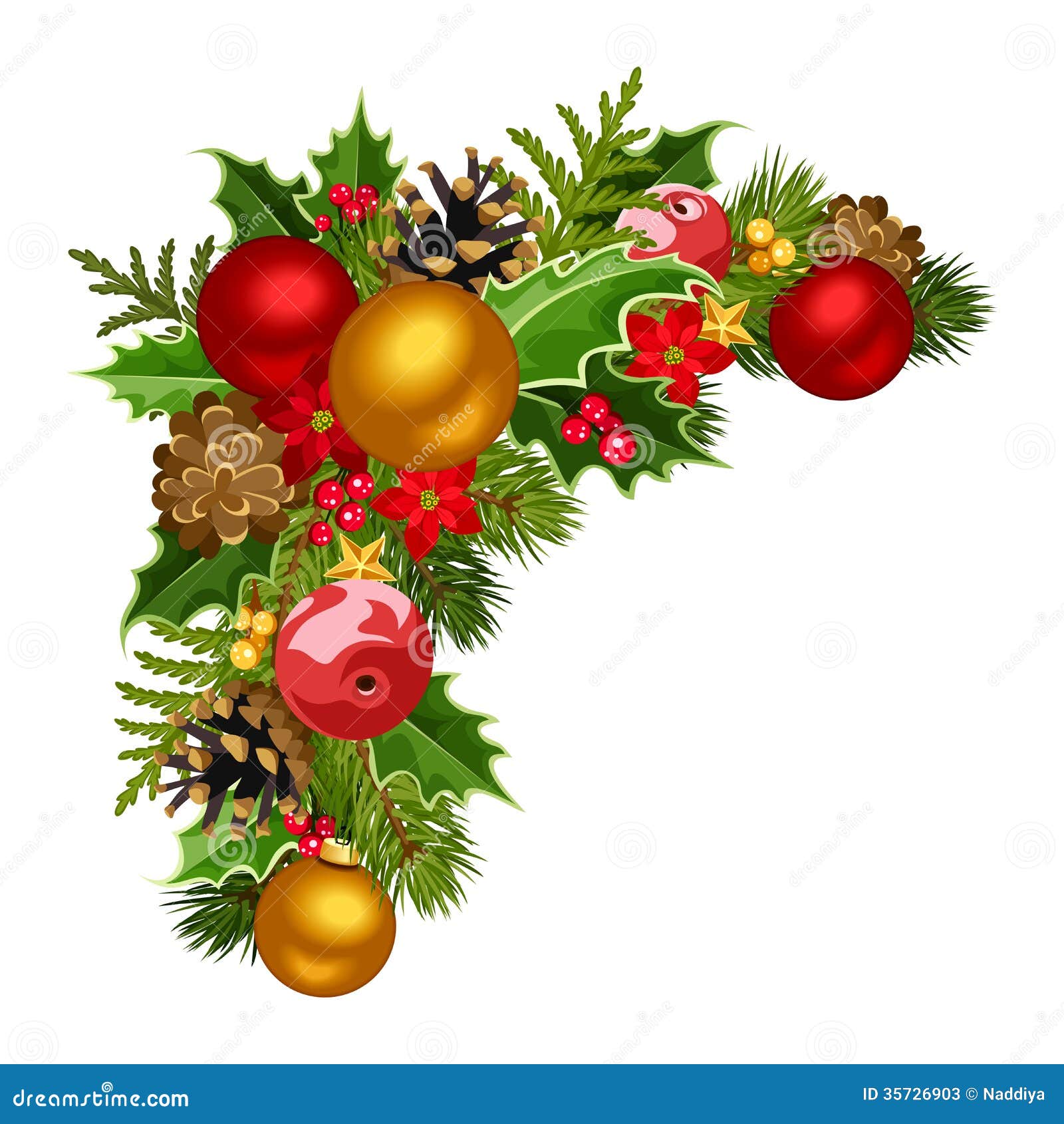 Kerstmis decoratieve hoek. vector illustratie. Afbeelding bestaande uit ...