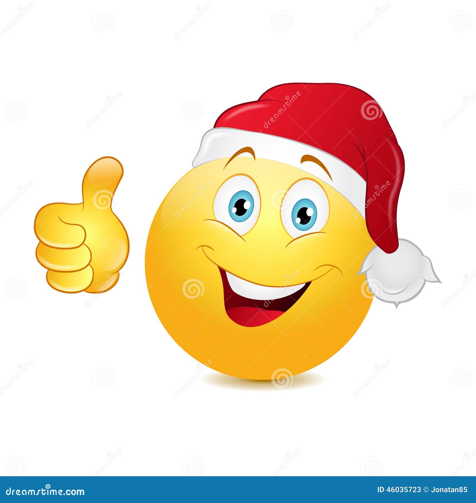 Kerstmis Emoticon Met Omhoog Duim Vector Illustratie - Illustration of ...