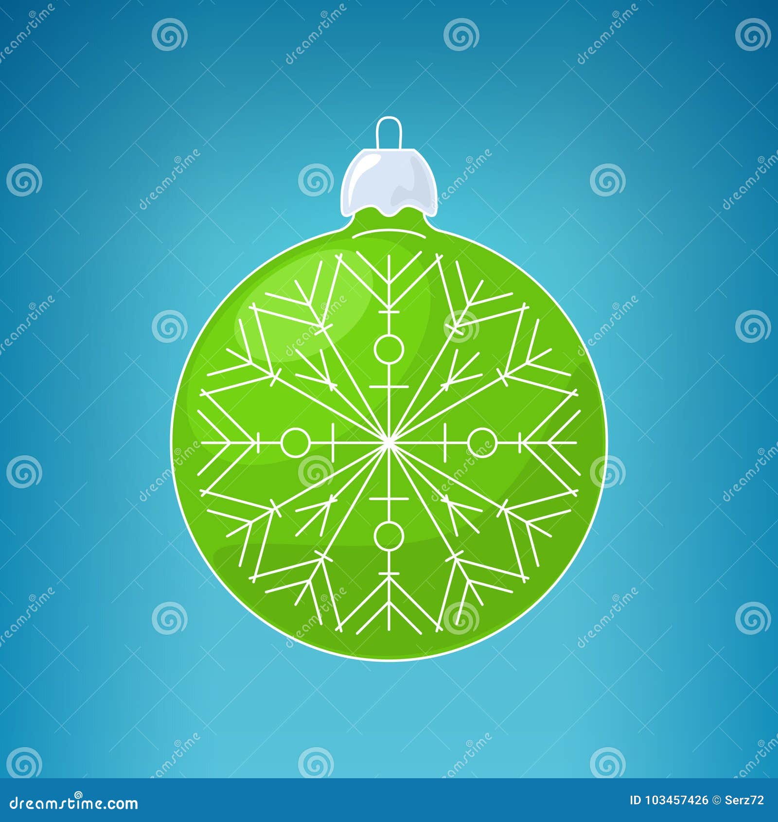 Kerstmis Groene Bal Met Sneeuwvlok Vector Illustratie - Illustration of ...