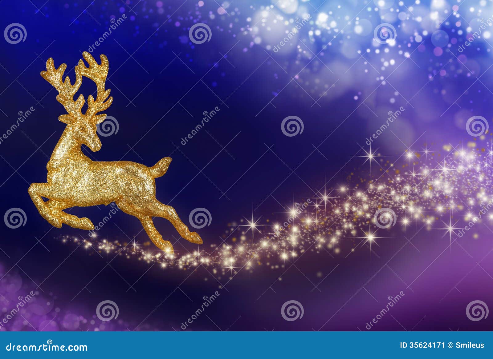 Kerstmis Magisch Met Gouden Rendier Stock Afbeelding - Image of galop ...