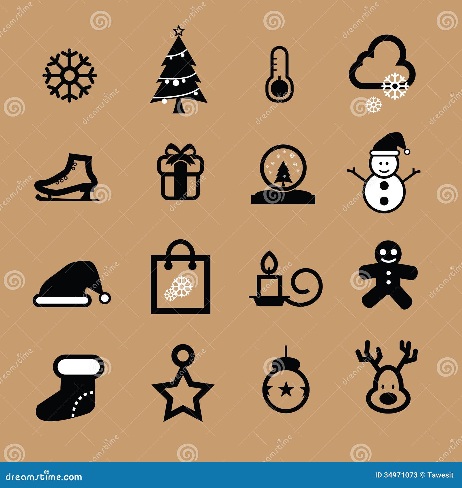 Kerstmis Zwart-wit Pictogram Stock Illustratie - Illustration of nieuw ...