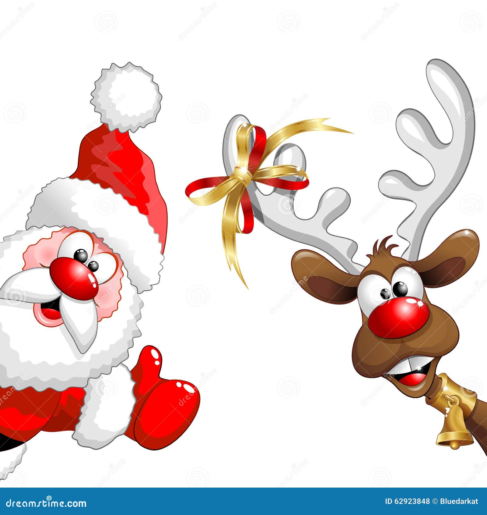 Kerstmisrendier En Santa Fun Cartoons Vector Illustratie - Illustration ...