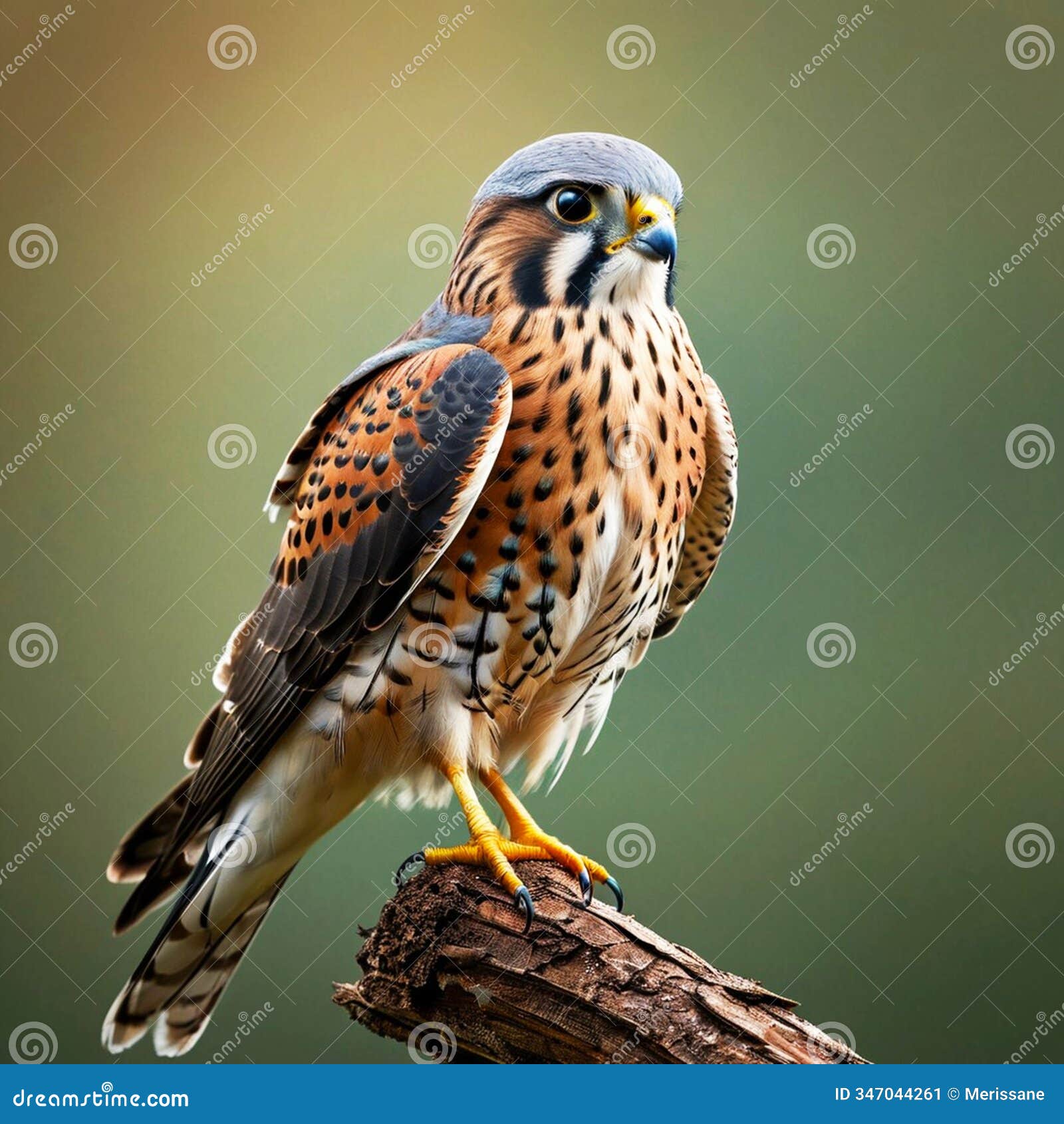 A Kestrel Perched on a Bare Branch in a State of Vigilance, Wings ...