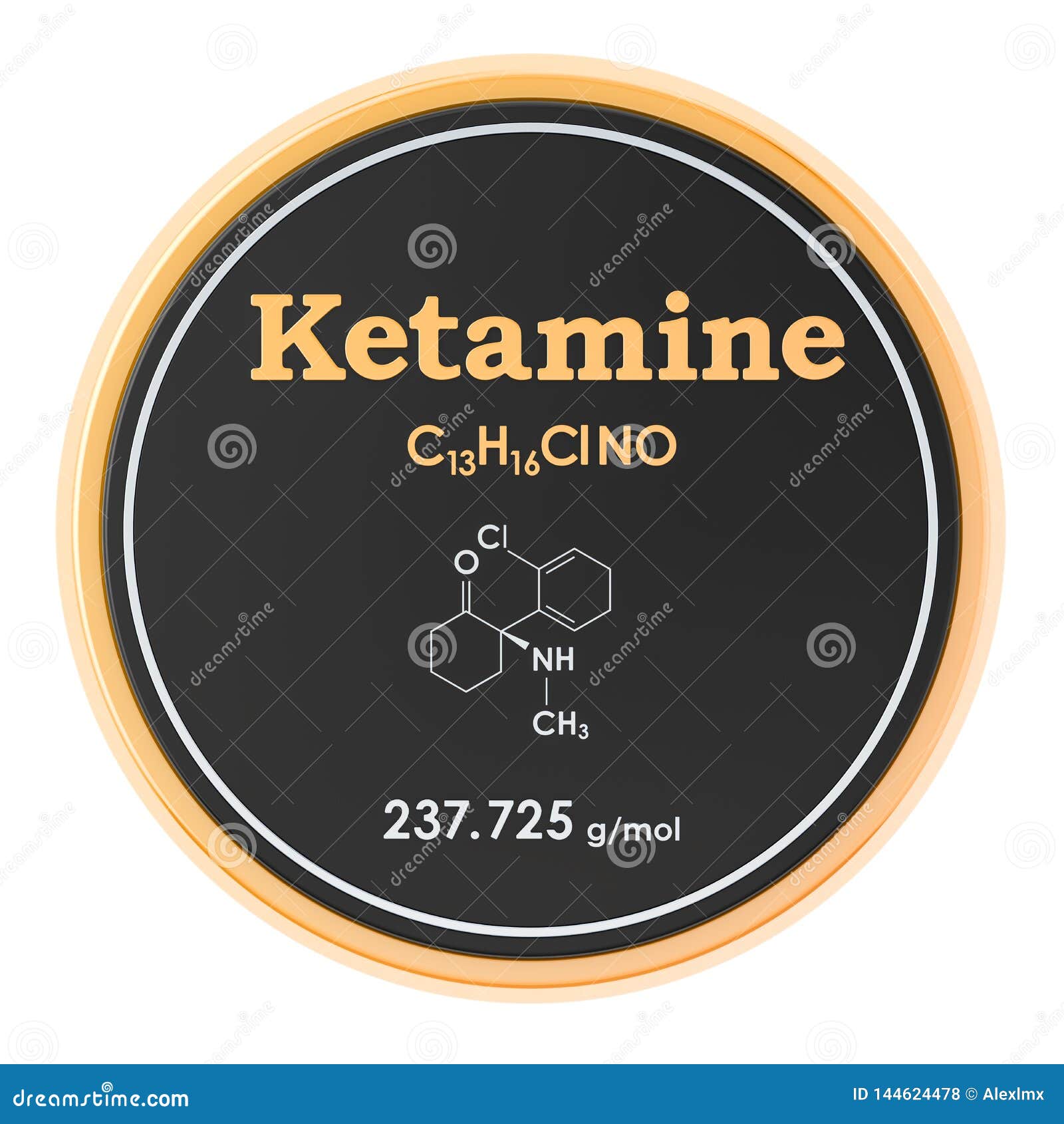 Ketamine. Chemical Formula, Molecular Structure. 3D Rendering Isolated ...