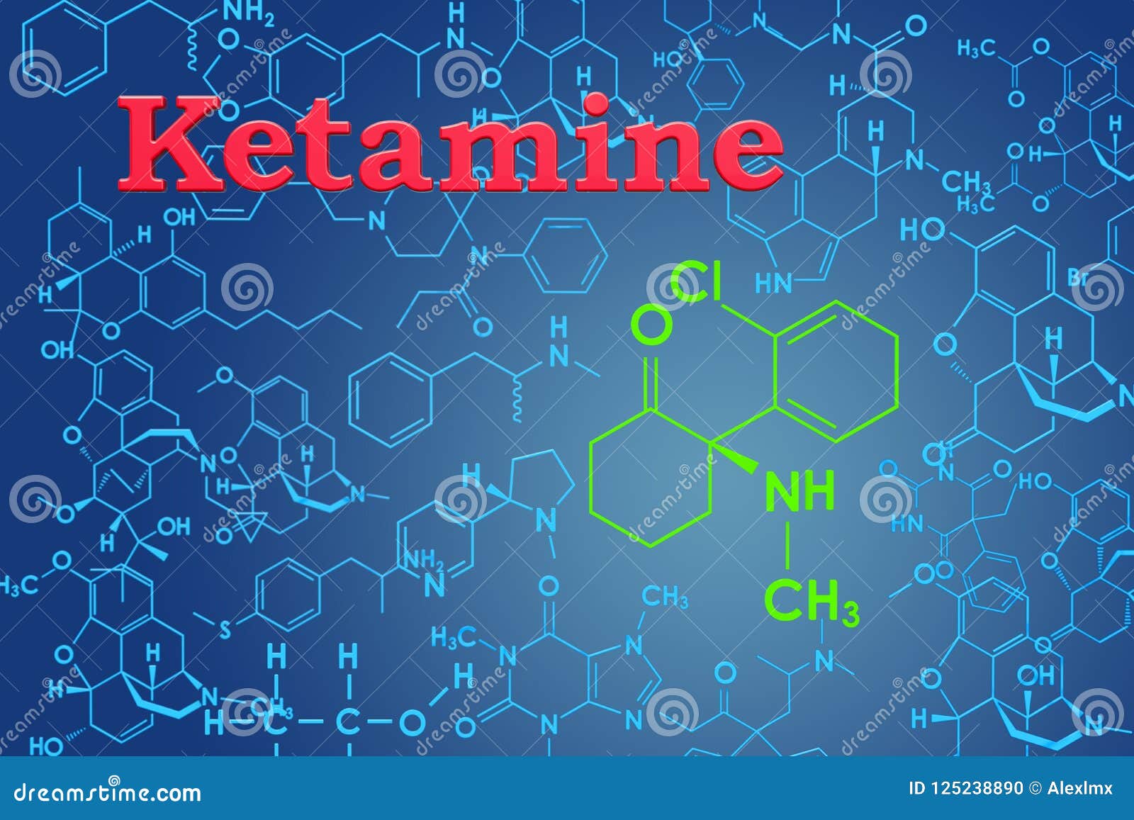 Ketamine. Chemical Formula, Molecular Structure. 3D Rendering Stock ...