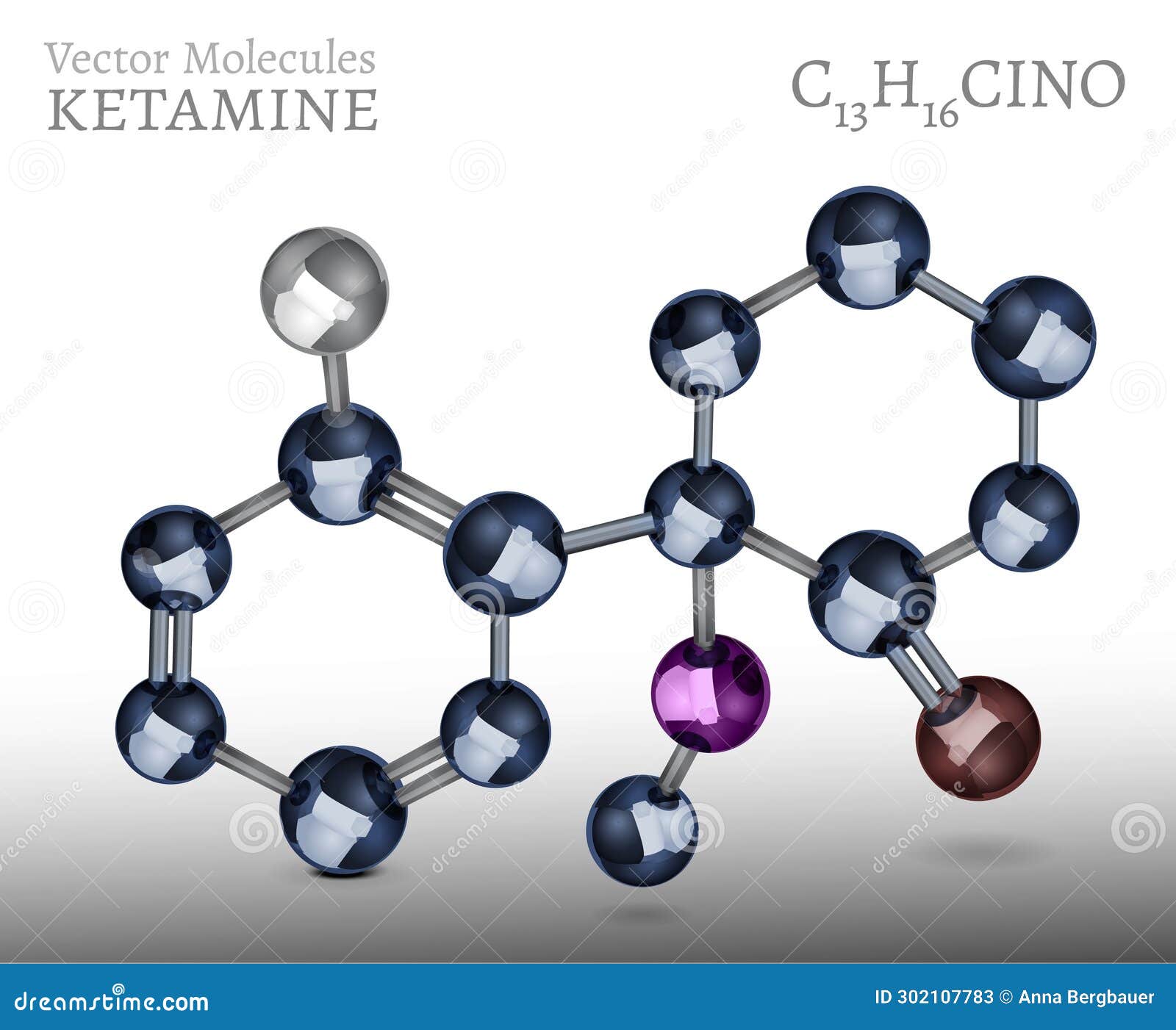 Ketamine, Ketalar Molecule. Structural Chemical Formula. Dissociative ...