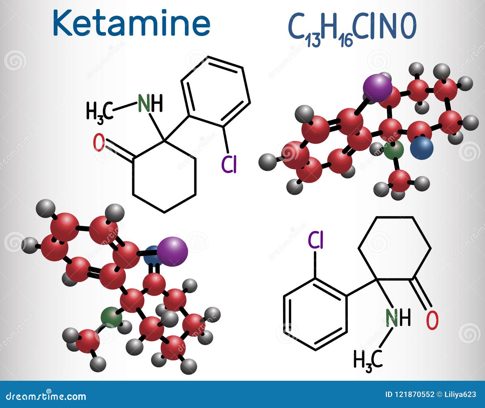 Ketamine Molecule. It Is Used For Anesthesia In Medicine. Structural ...