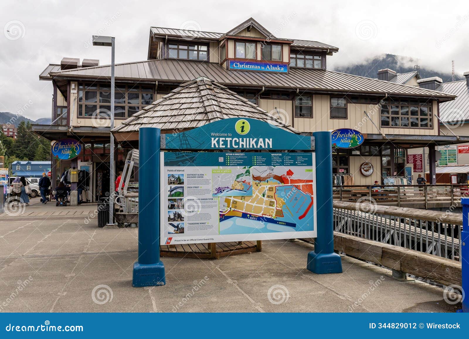 Ketchikan Port Map Sign on a Cloudy Day Editorial Photography - Image ...