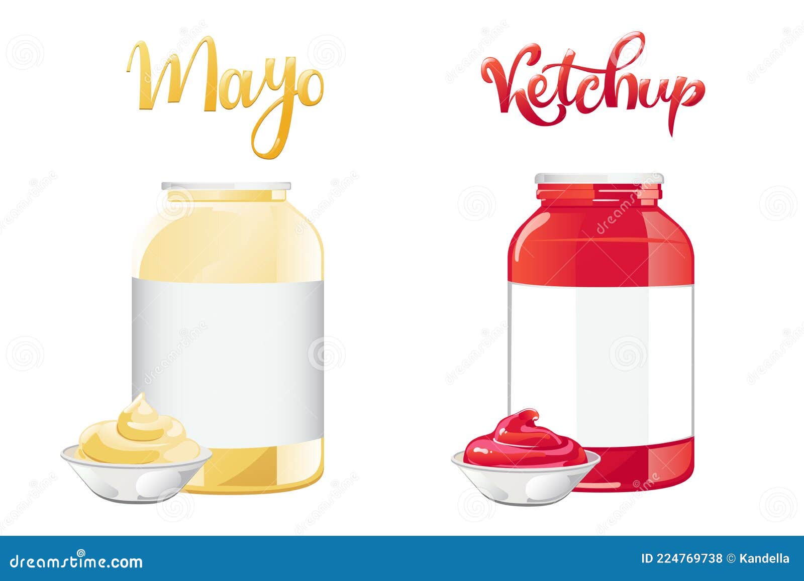 Ketchup and Mayonnaise Set. Stock Vector - Illustration of container ...