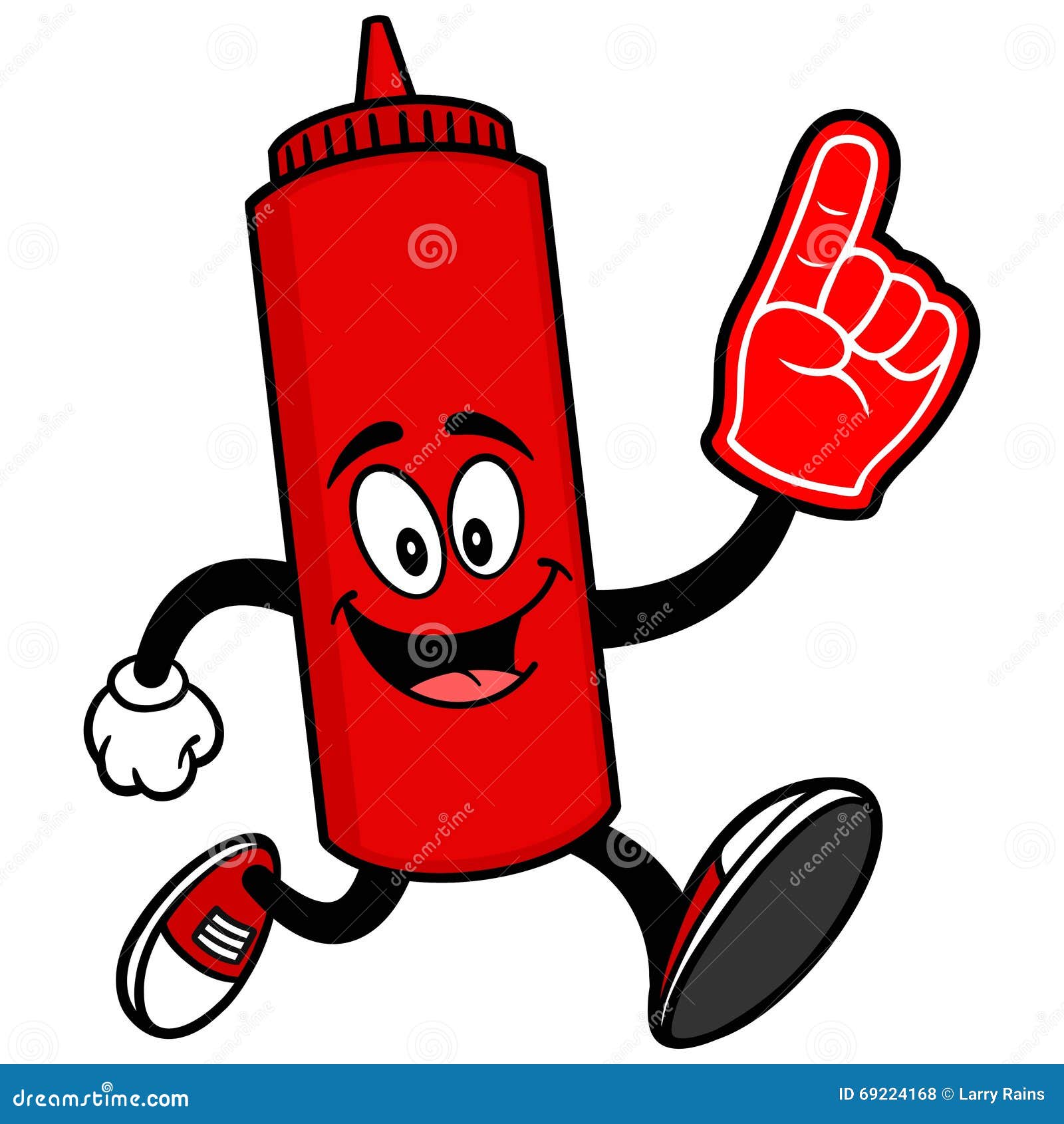 Ketchup Running with a Foam Finger Stock Vector - Illustration of ...