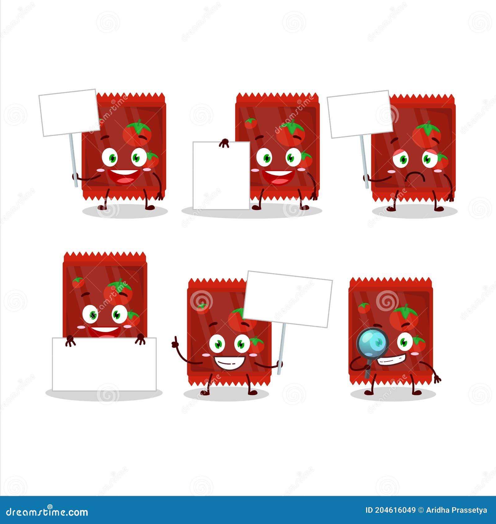 Ketchup Sachet Cartoon Character Bring Information Board ...
