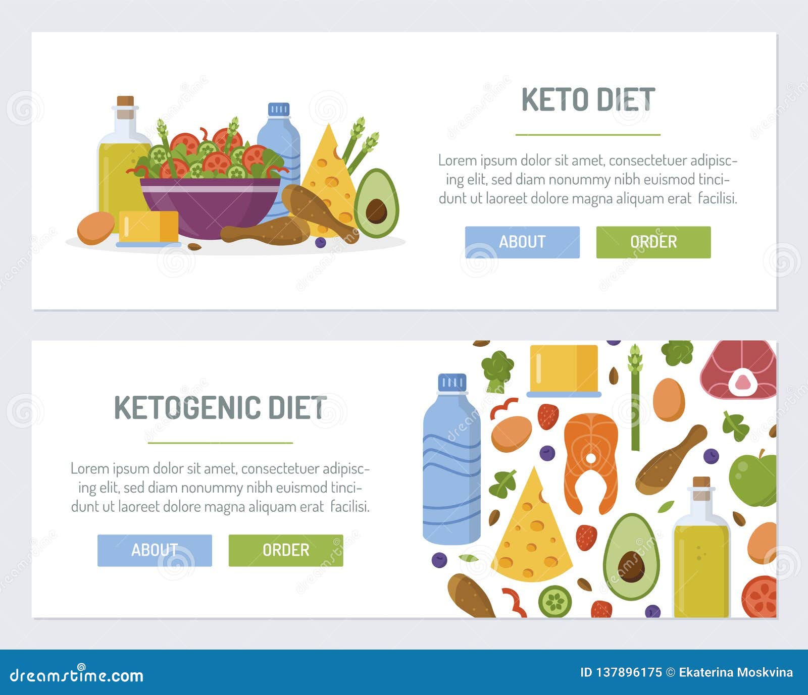Keto diet web banners stock vector. Illustration of challenge - 137896175