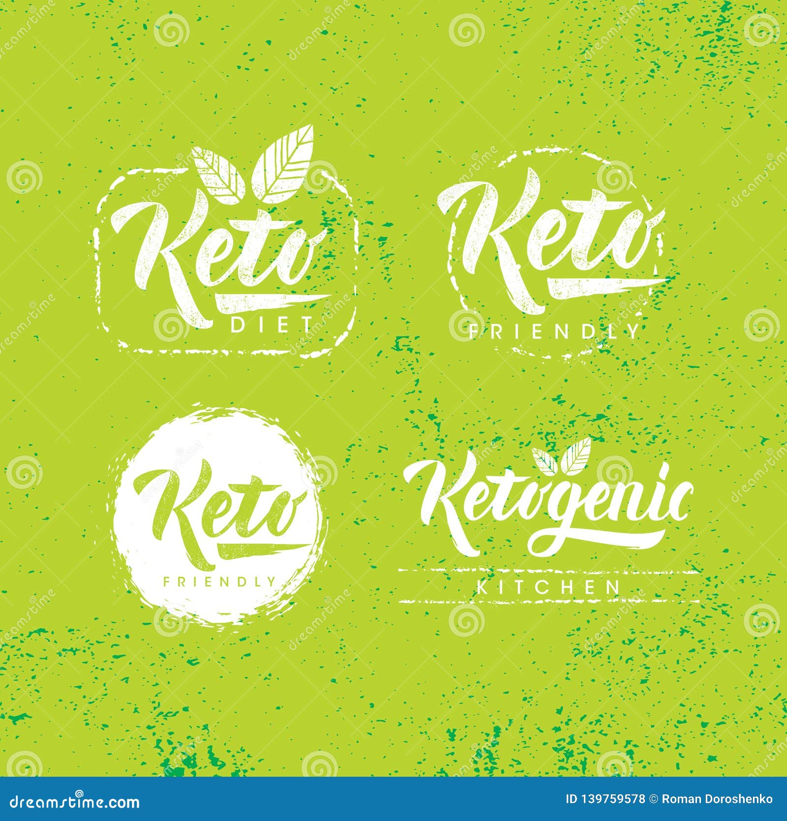 Keto Friendly Diet Nutrition Vector Design Elements on Rough Organic ...