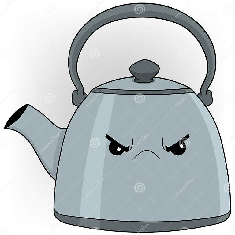 Kettle with Angry Expression is Boiling Hot Water Stock Vector ...