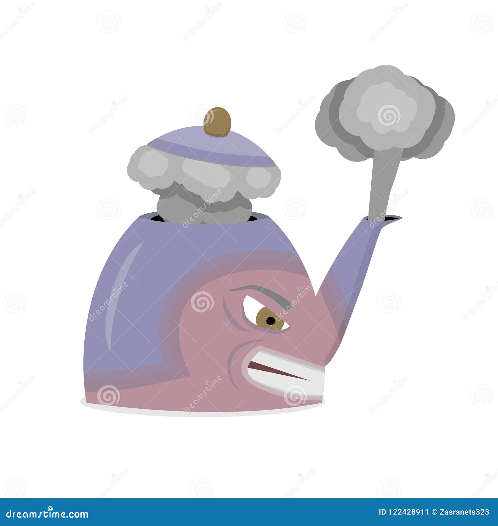 A Kettle is Angry and Lets Off Steam. Stock Vector - Illustration of ...