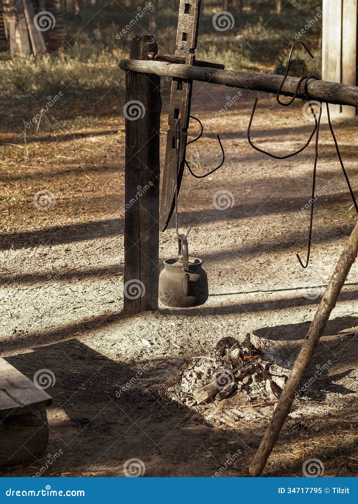 Kettle close fire place stock image. Image of hanging - 34717795