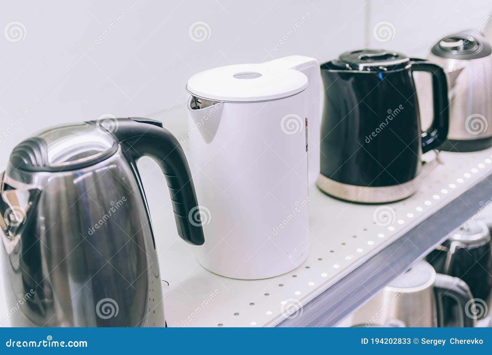 Kettle on a Display Case in a Supermarket Stock Image - Image of ...