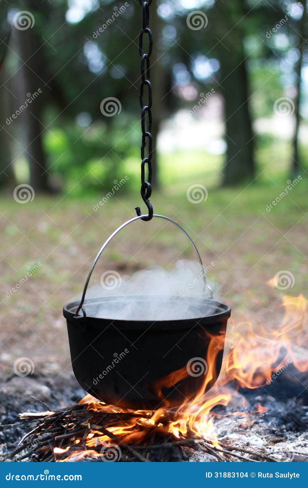 Kettle on fire stock photo. Image of scout, hike, trip - 31883104