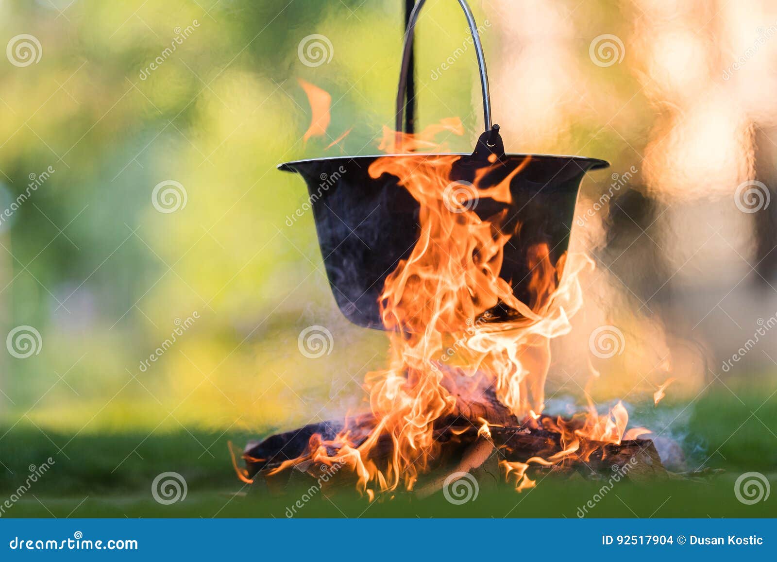 Kettle on the Fire , Cooking in the Nature Stock Photo - Image of ...