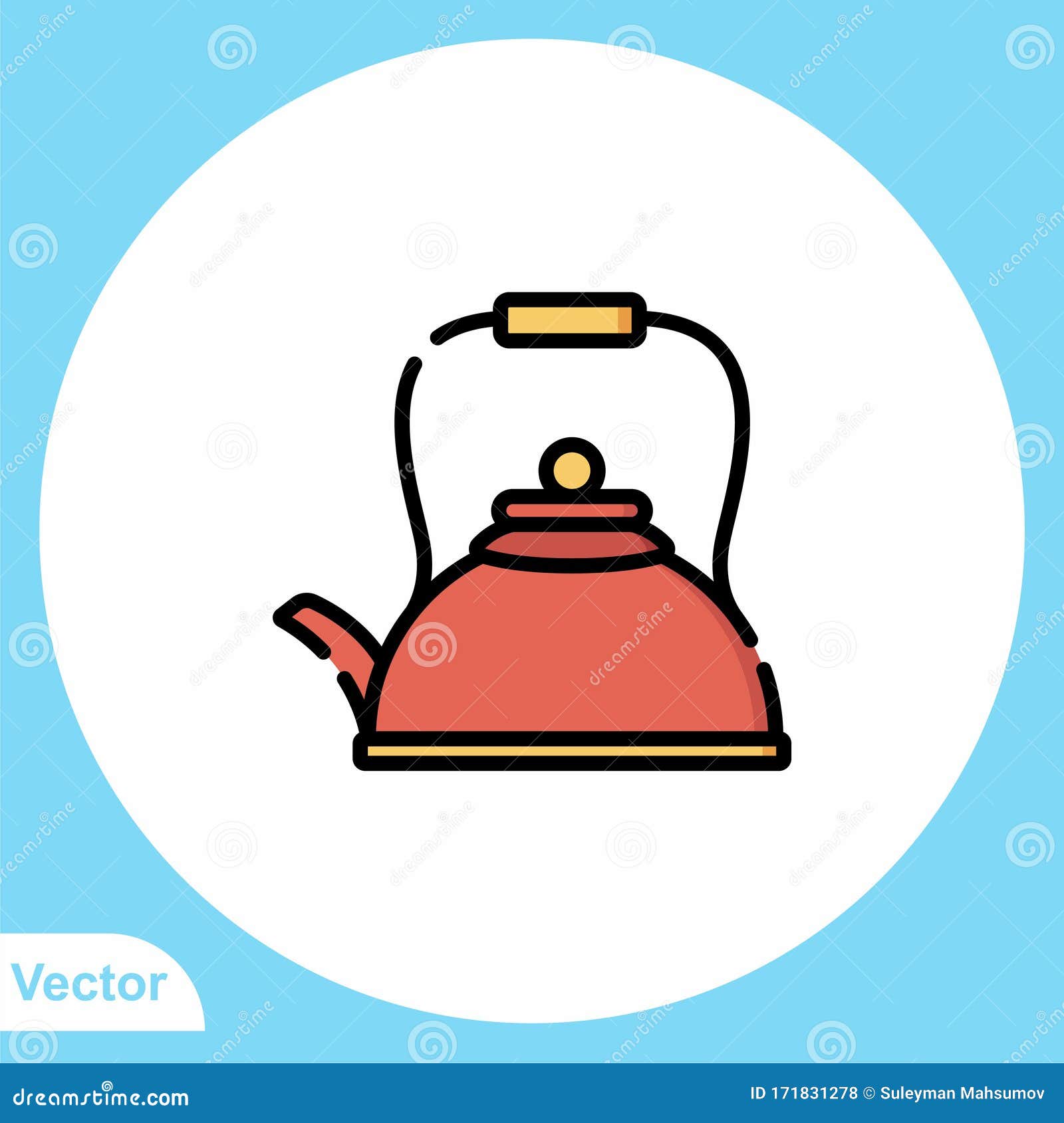 Kettle Flat Vector Icon Sign Symbol Stock Illustration - Illustration ...