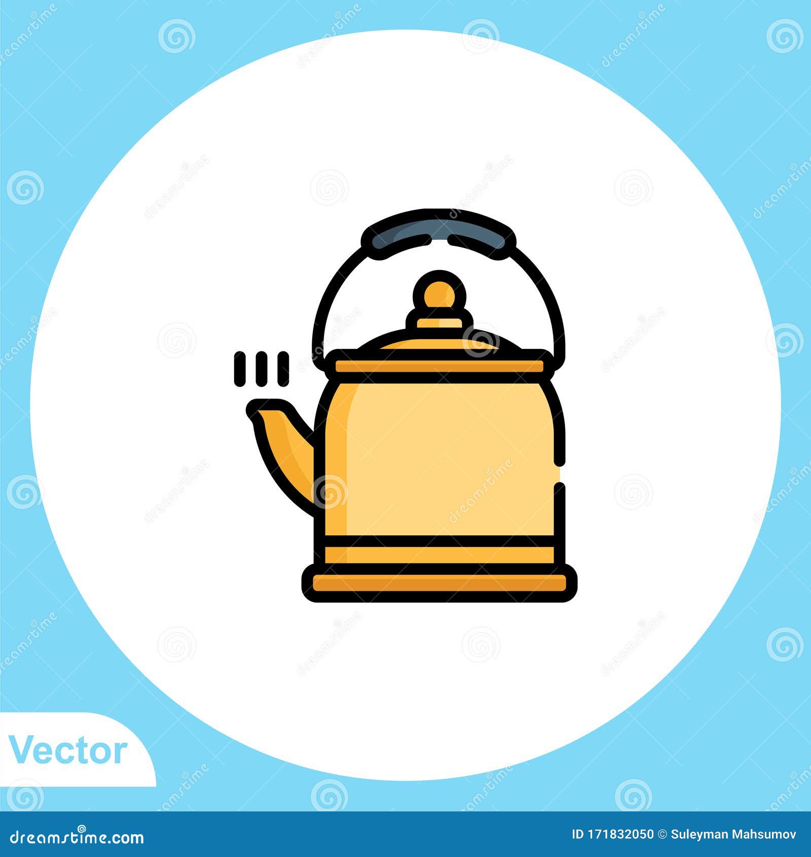 Kettle Flat Vector Icon Sign Symbol Stock Vector - Illustration of cook ...