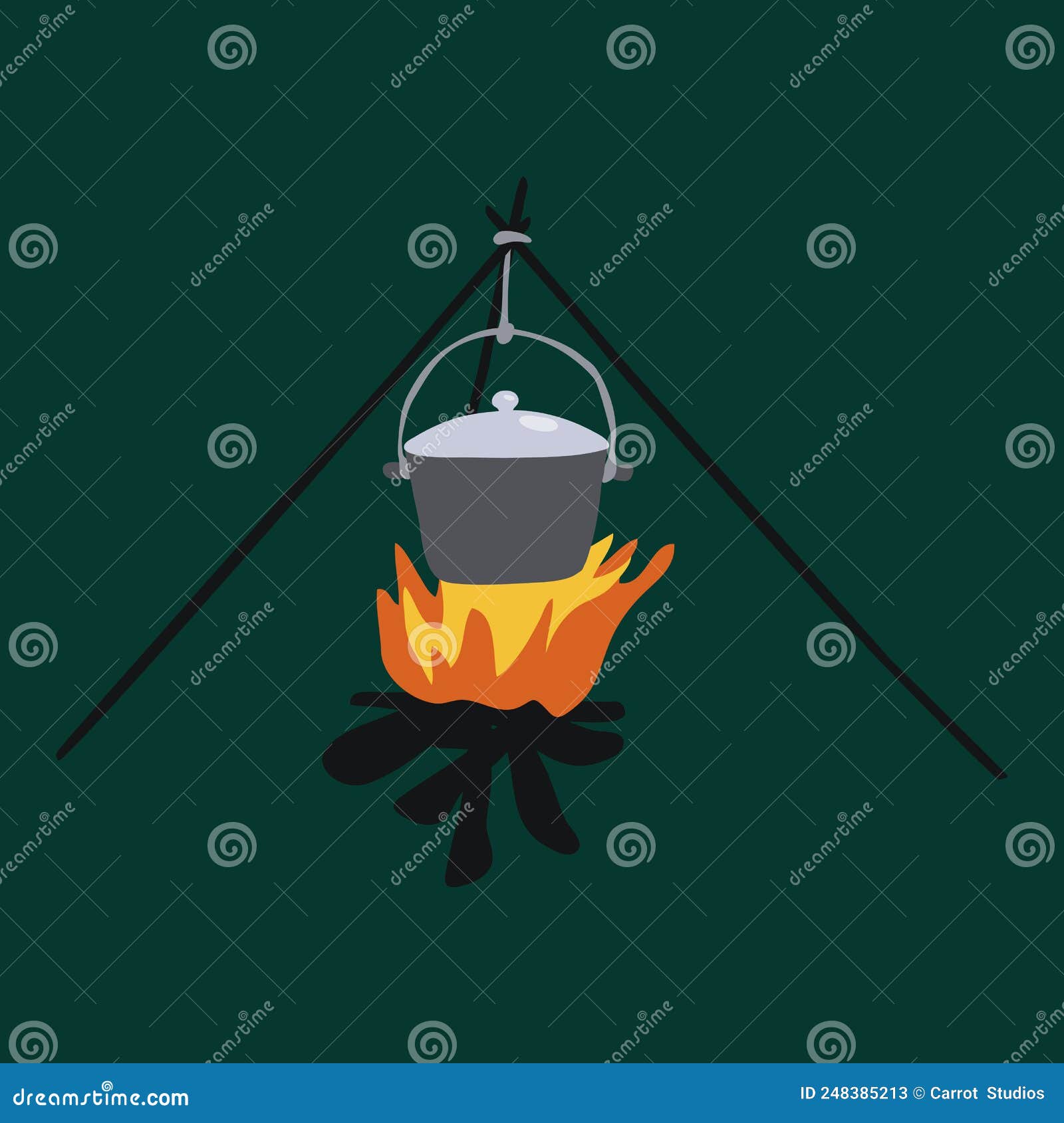 Kettle Hanged Upon Fire Clip Art Royalty-Free Illustration ...