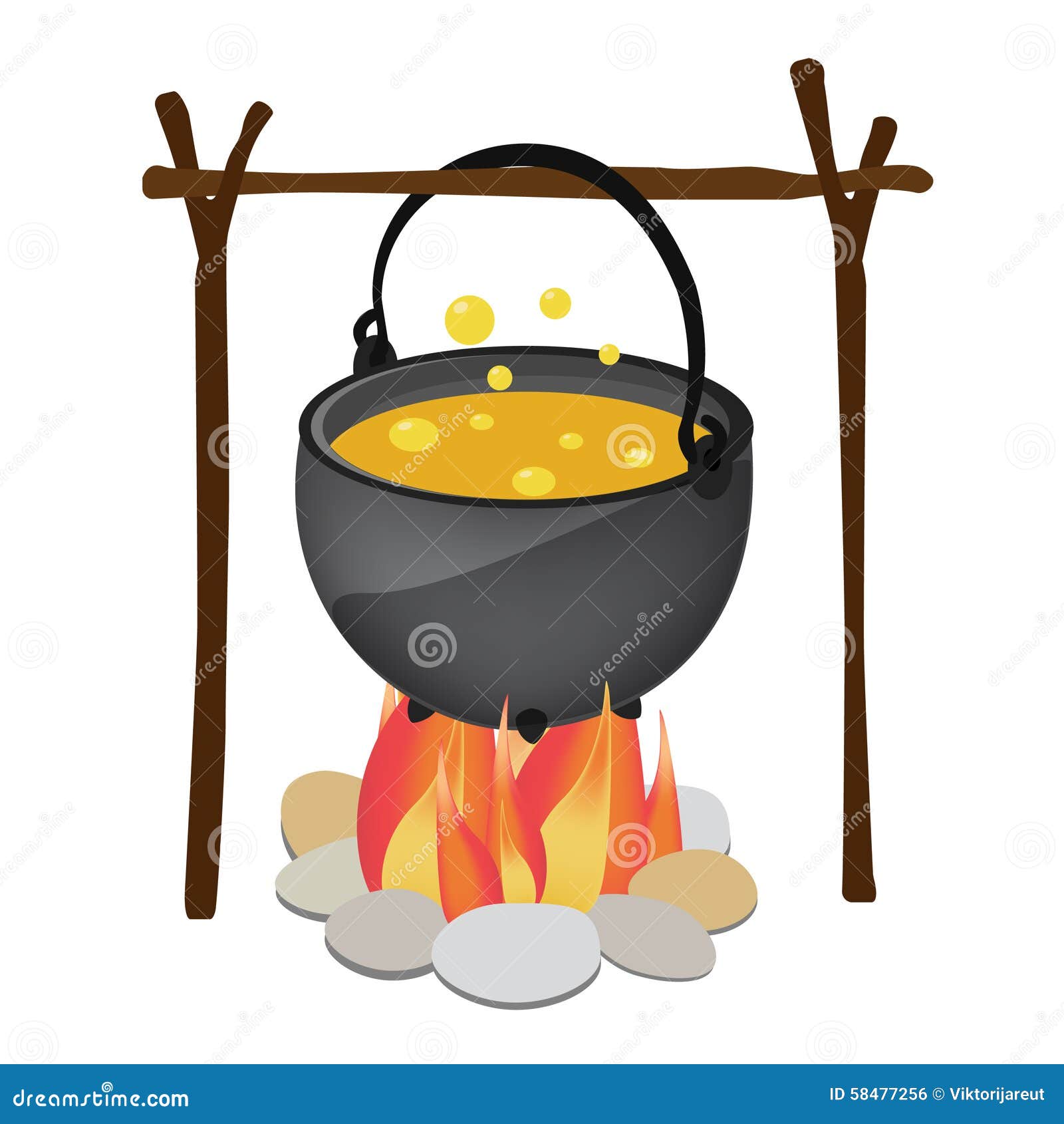 Pot Over The Fire Cartoon Vector | CartoonDealer.com #32830185