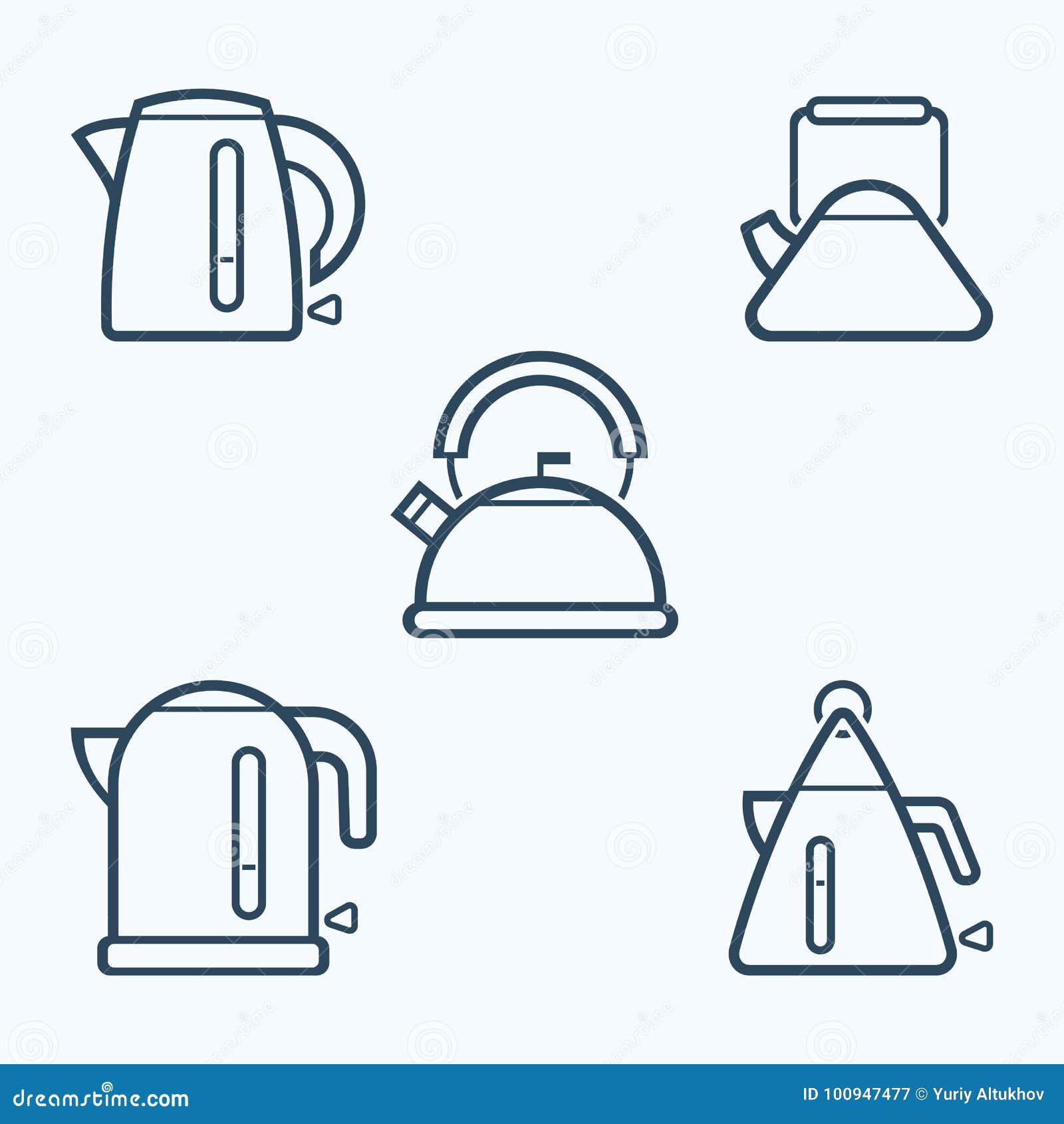 Kettle Icon Set, Vector Symbol. Stock Vector - Illustration of ...