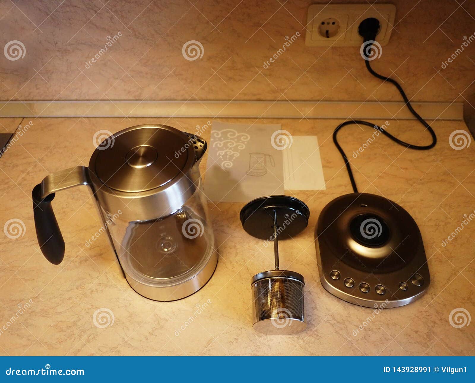 The Kettle in the Kitchen. Beautiful Table with Buns and Hot Tea ...