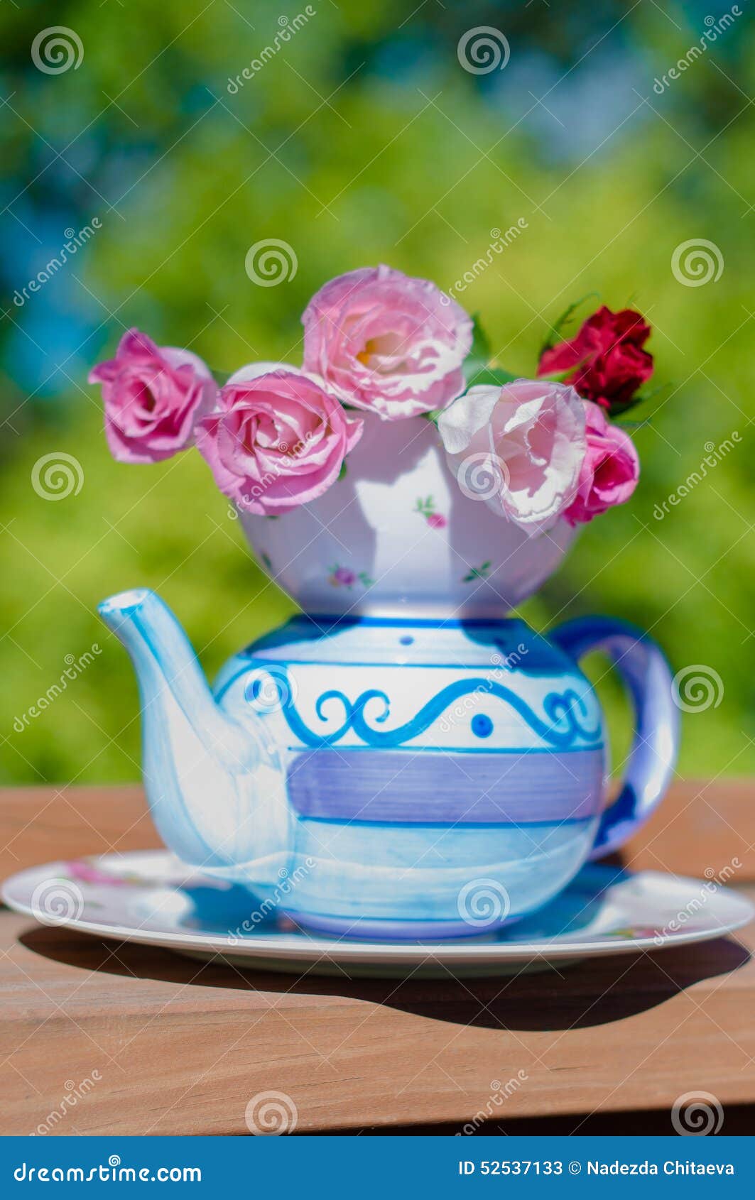 Kettle - a Miracle, Tea Party Stock Image - Image of green, plate: 52537133