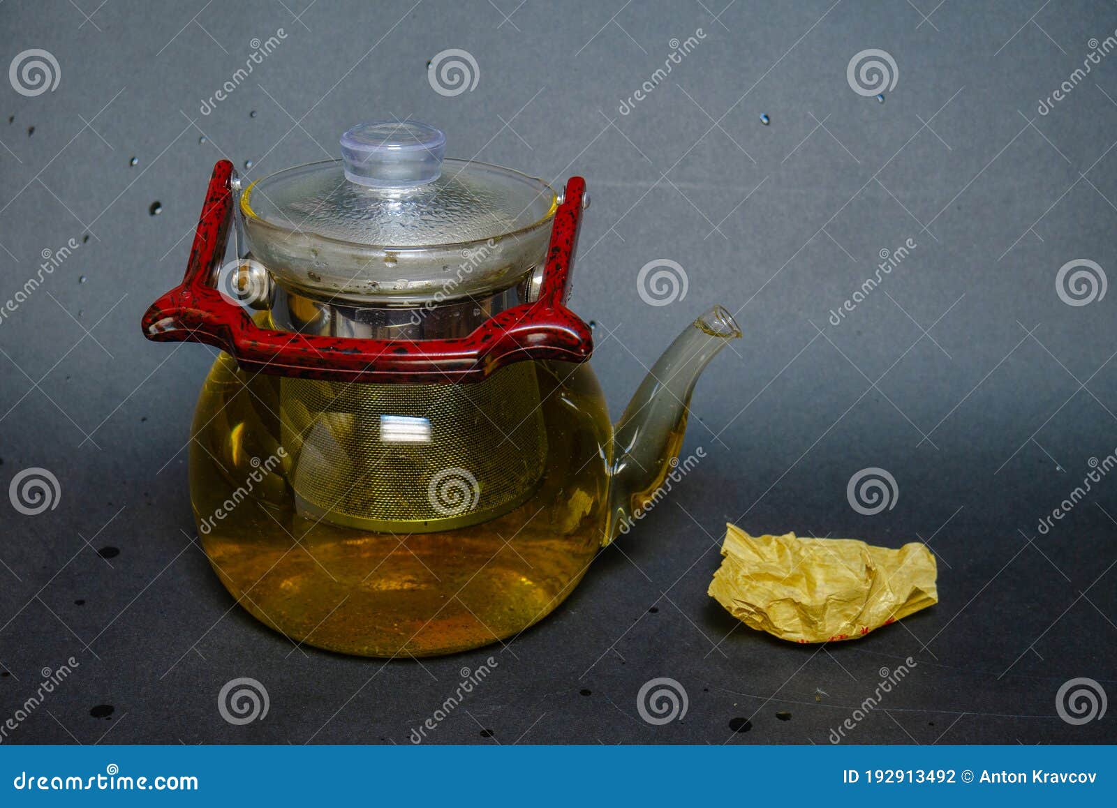 A Kettle Next To Pressed Green Tea with Mint Stock Photo - Image of ...