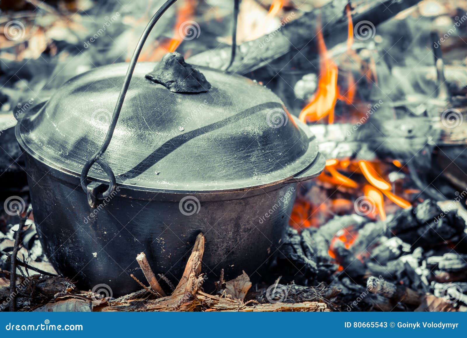 Kettle Over Campfire Close Up Stock Image - Image of firewood, flame ...