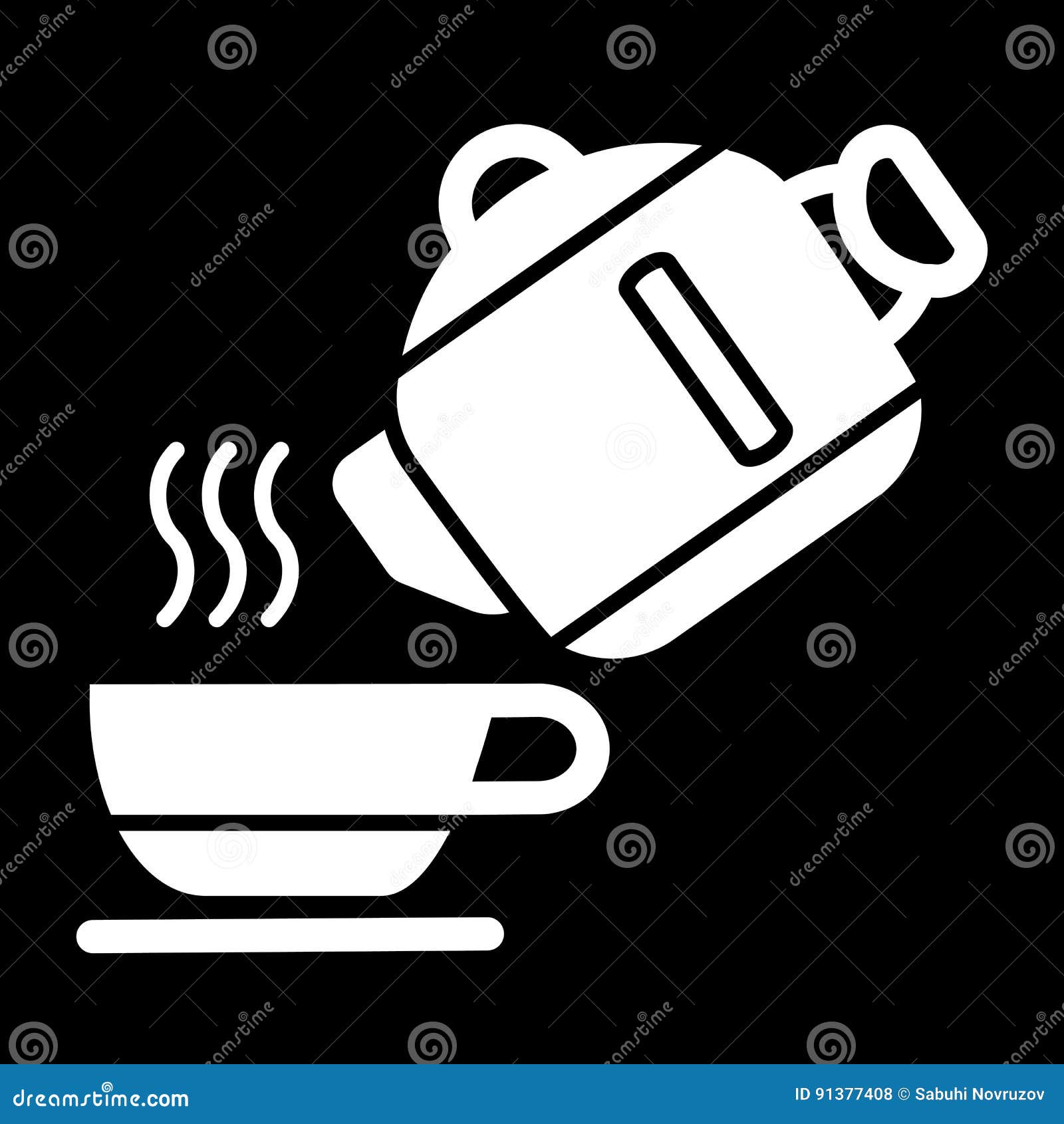 Kettle Pouring Water into Cup Vector Icon Stock Vector - Illustration ...