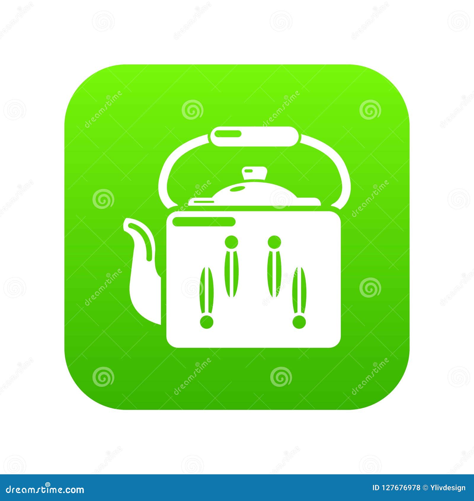 Kettle Retro Icon Green Vector Stock Vector - Illustration of breakfast ...
