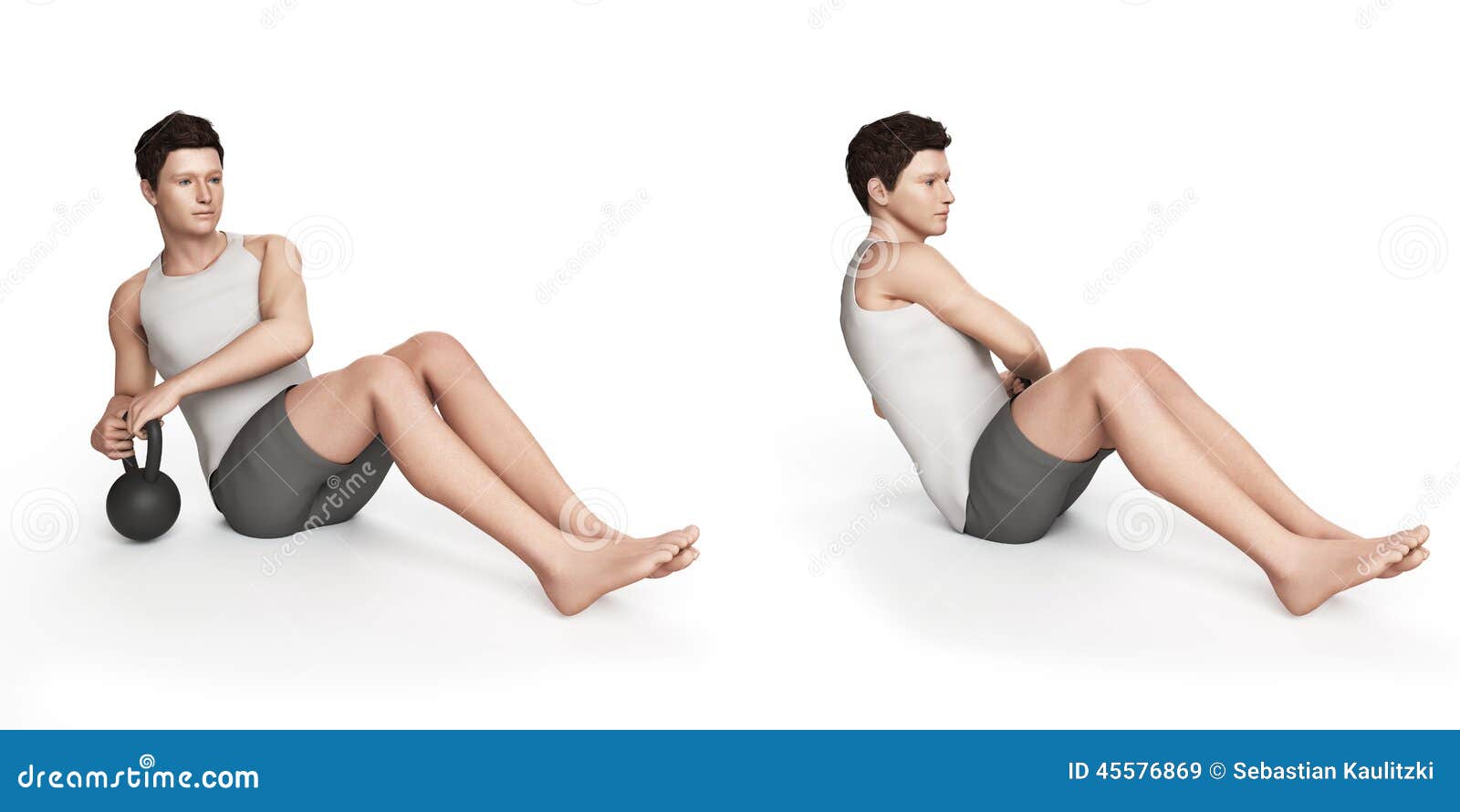 Russian Twist Dumbbell Moves Manga Gym Set Illustration | CartoonDealer ...