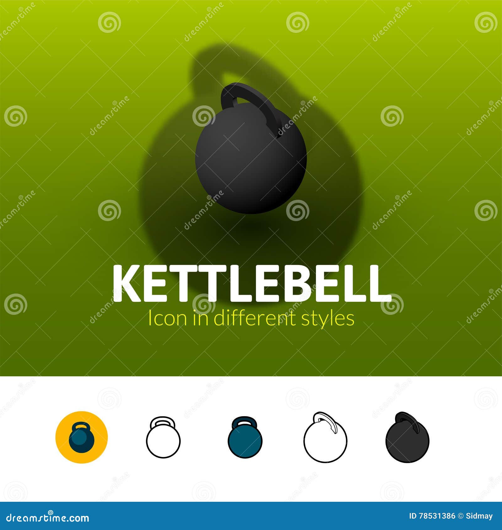 Kettlebell Icon in Different Style Stock Vector - Illustration of bell ...