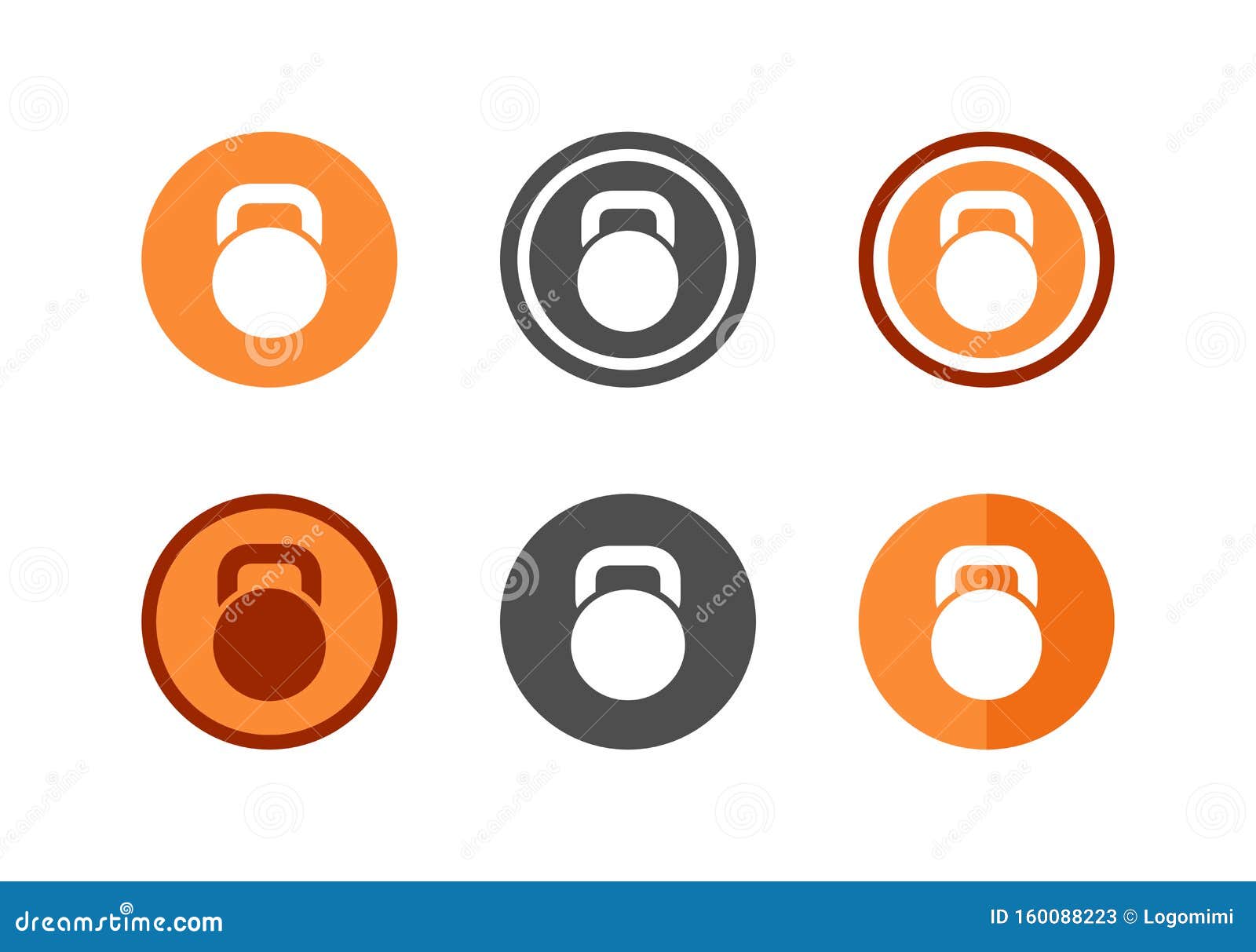 Kettlebell Icon Set. Collection of Fitness Flat Icon - Vector Stock ...