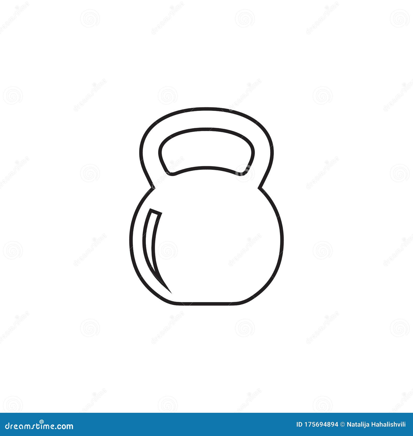Kettlebell Vector Line Icon on White Flat Stock Vector - Illustration ...