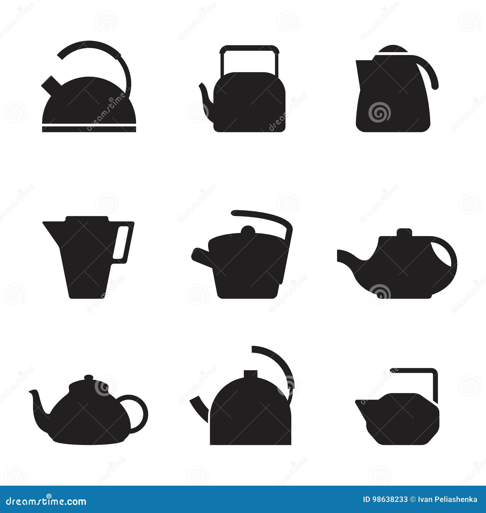Kettles icons stock illustration. Illustration of modern - 98638233