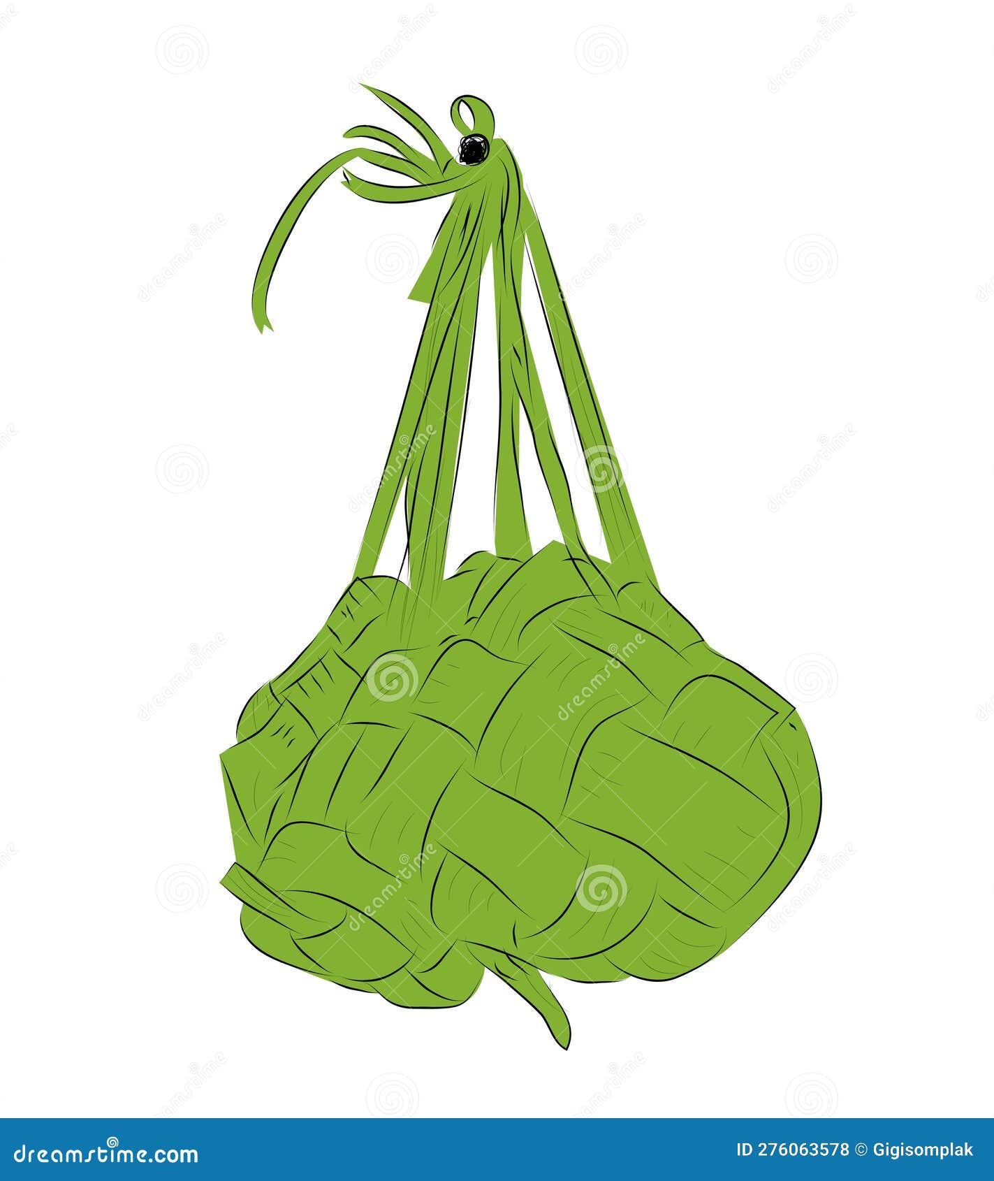 Ketupat, Simple Vector Black Green Hand Draw Sketch Stock Vector ...