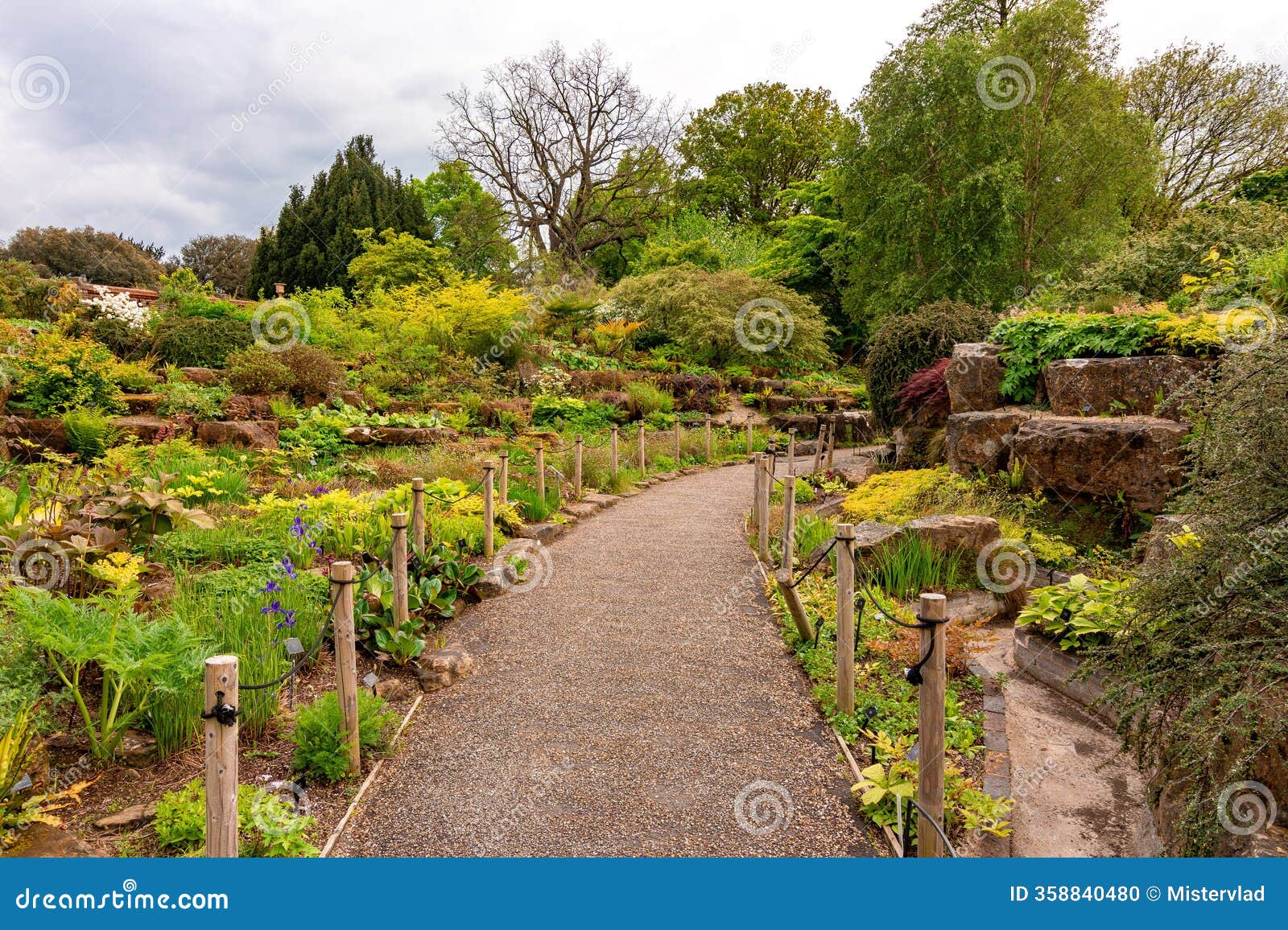 Kew Botanical Gardens in Spring, London, UK Stock Illustration ...