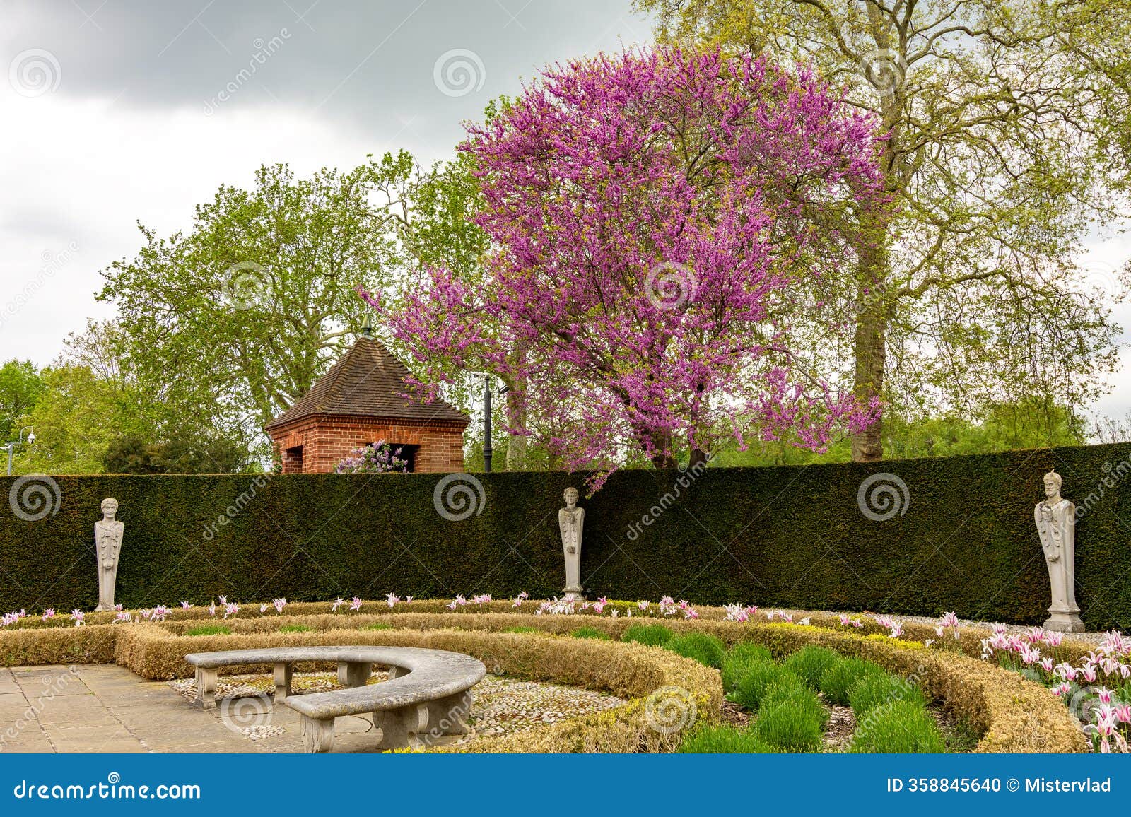 Kew Botanical Gardens in Spring, London, UK Stock Illustration ...