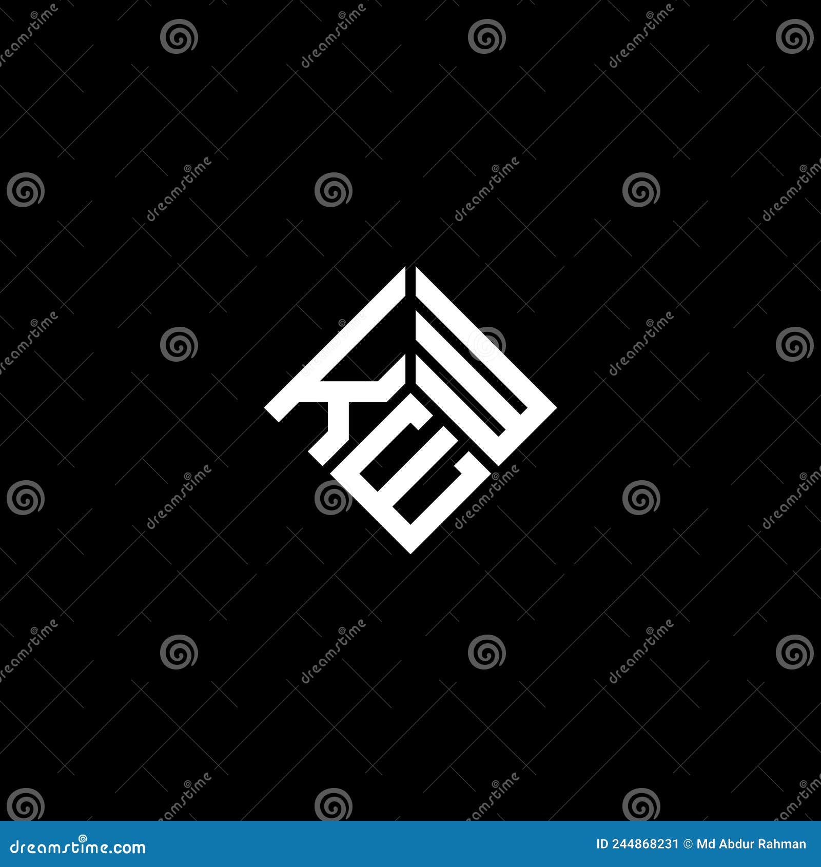 KEW Letter Logo Design on Black Background. KEW Creative Initials ...