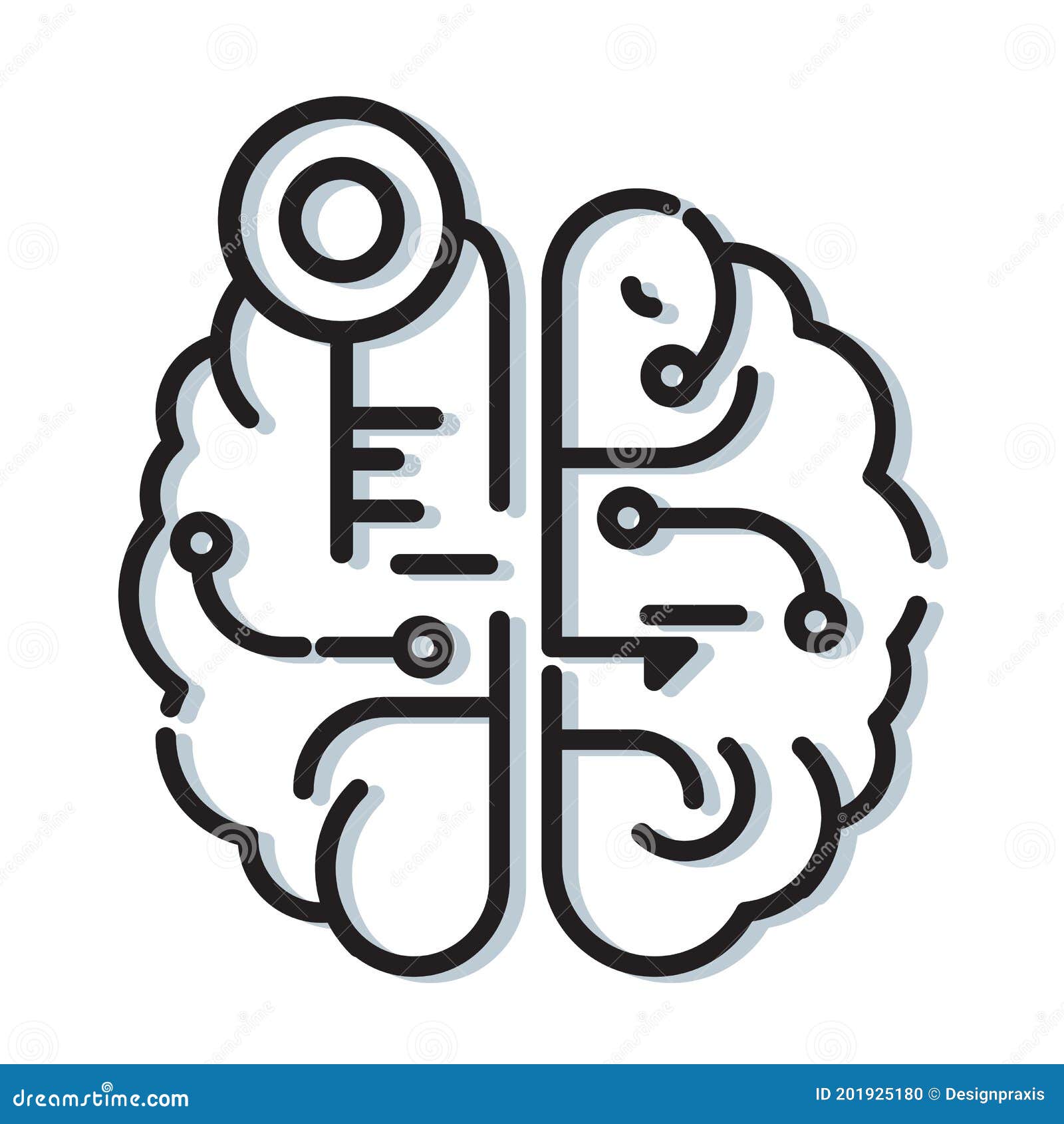 Key Access To the Human Brain Icon Stock Vector - Illustration of ...