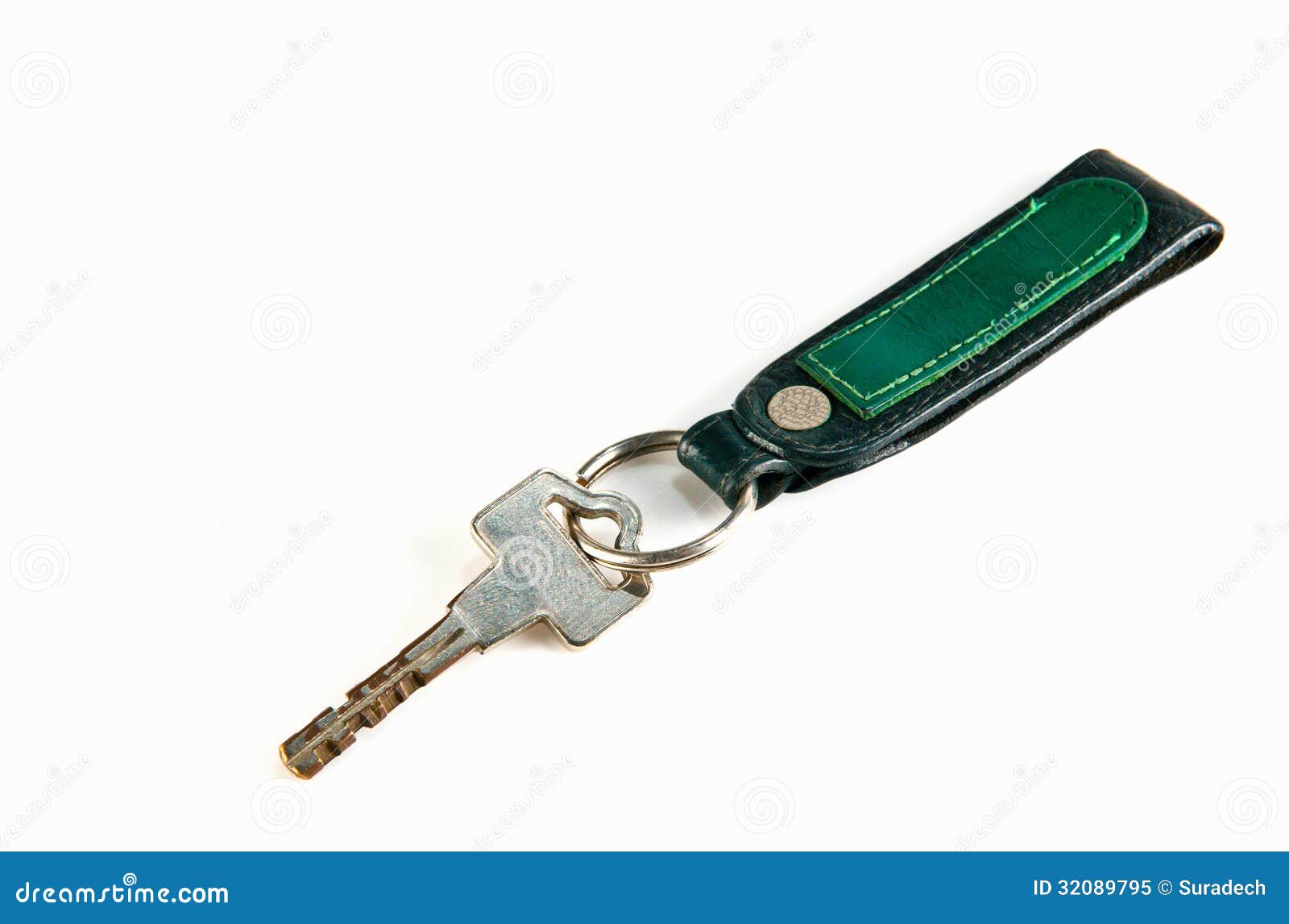Key Attached To a Leather Keychain Stock Image - Image of fastened ...